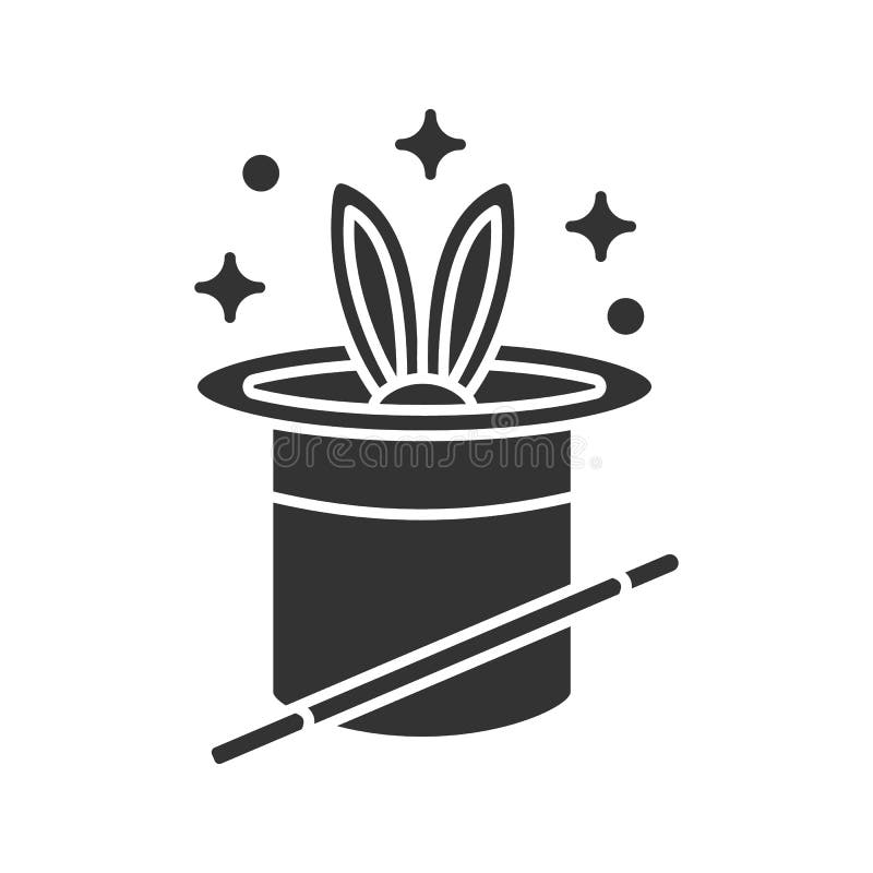 Rabbit in Hat and Magic Wand Linear Icon Stock Vector - Illustration of ...