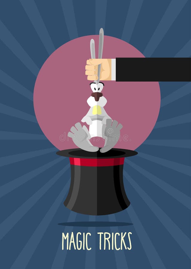Magic Trick. Magician Holding Rabbit by Ears Stock Vector ...