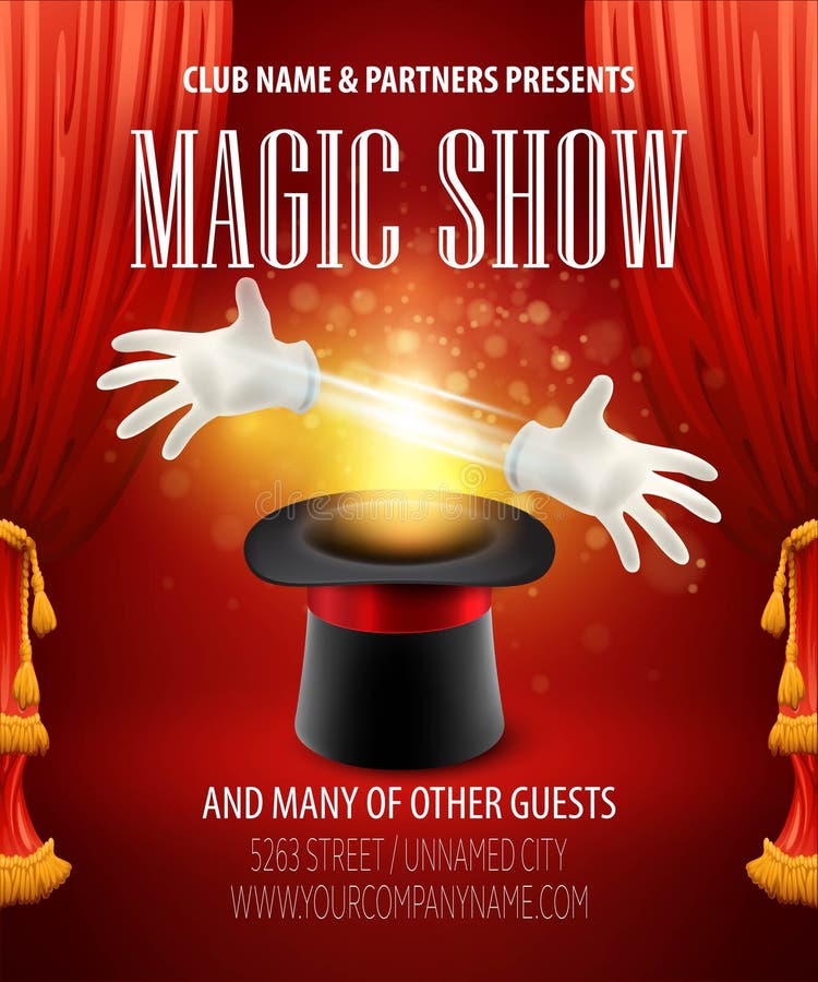 Magic Show Poster Design Template. Illusion Magical Vector Background ...