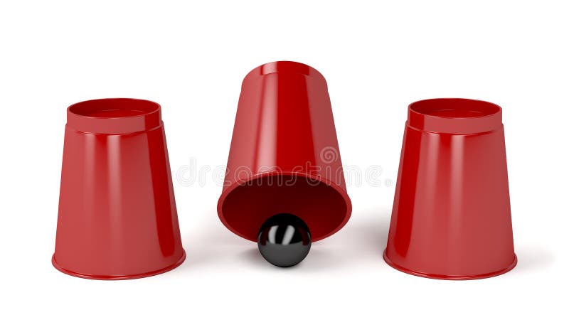 Magic Trick with Three Cups and a Ball Stock Illustration ...