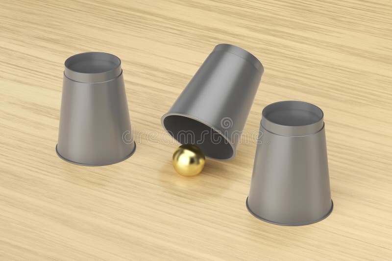 Cups and ball trick stock illustration. Illustration of gold - 314677035