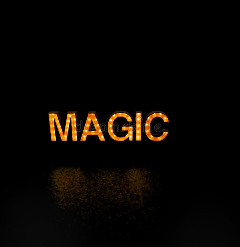 Magic Vintage Light Sign on Black Background. Stock Illustration ...