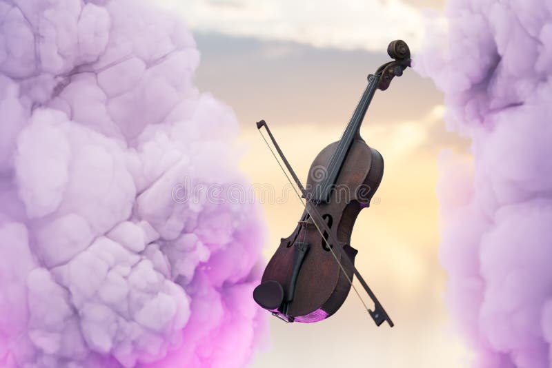 Magic Violin Music. Violin among the Clouds Stock Illustration ...