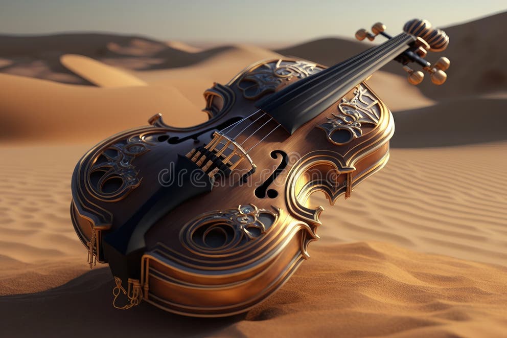 Magic violin on the sand stock illustration. Illustration of string ...