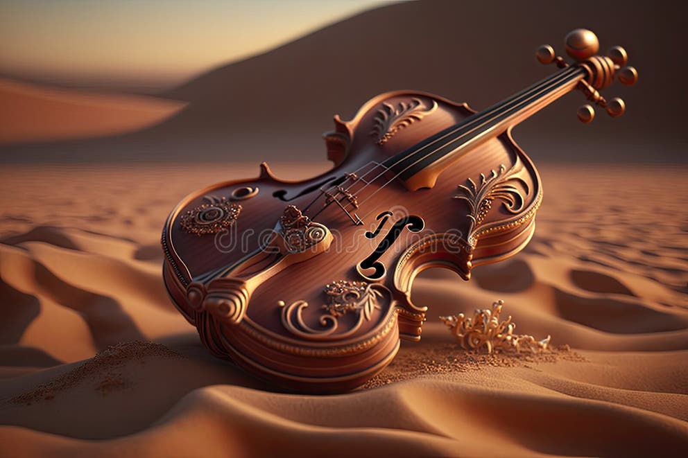 Magic violin on the sand stock illustration. Illustration of outdoor ...