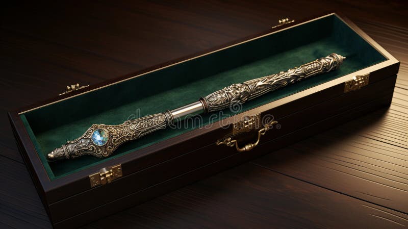 A Magic Wand in Box on Wooden Surface in Dimly Lit Room Stock ...