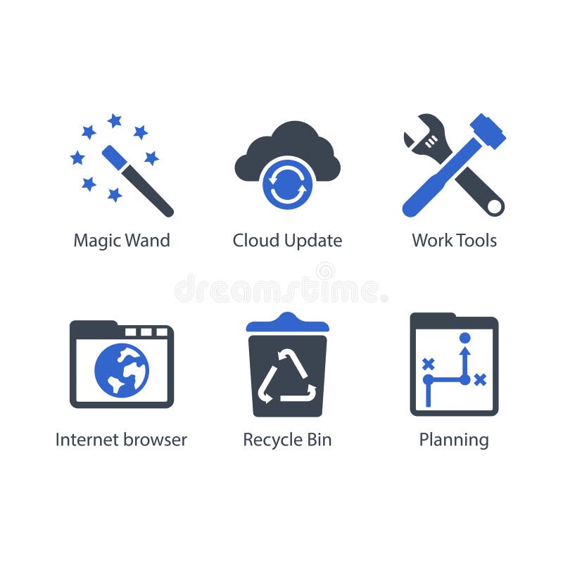 Magic Wand, Cloud Update, Work Tools, Internet Browser, Recycle Bin ...