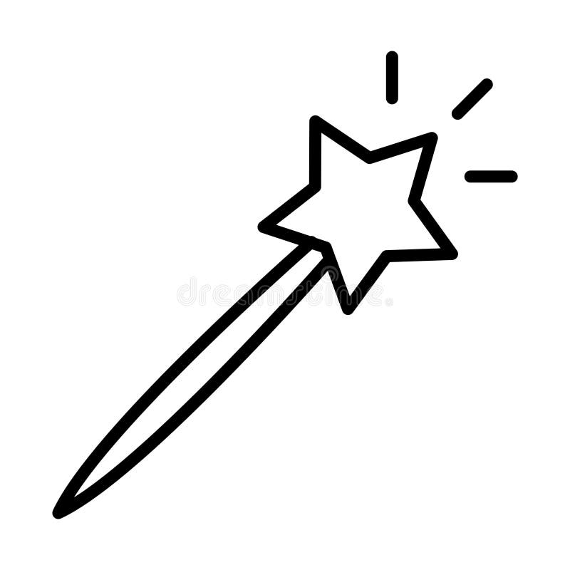 Magic Wand Fantasy Spell Line Icon Design Stock Vector - Illustration ...