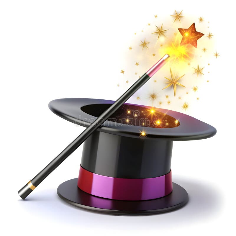 Magic wand with hat stock photo. Image of miracle, luck - 321498700