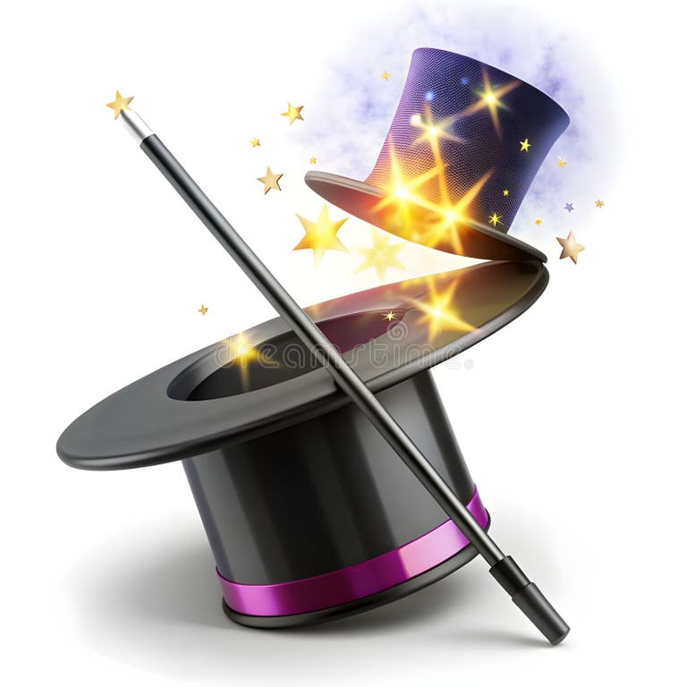 Magic wand with hat stock photo. Image of clip, effect - 321498710