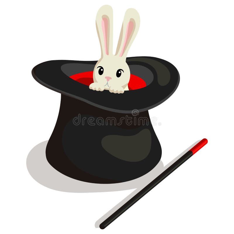 Magic Wand, Hat and Bunny for a Magic Trick. Stock Vector ...