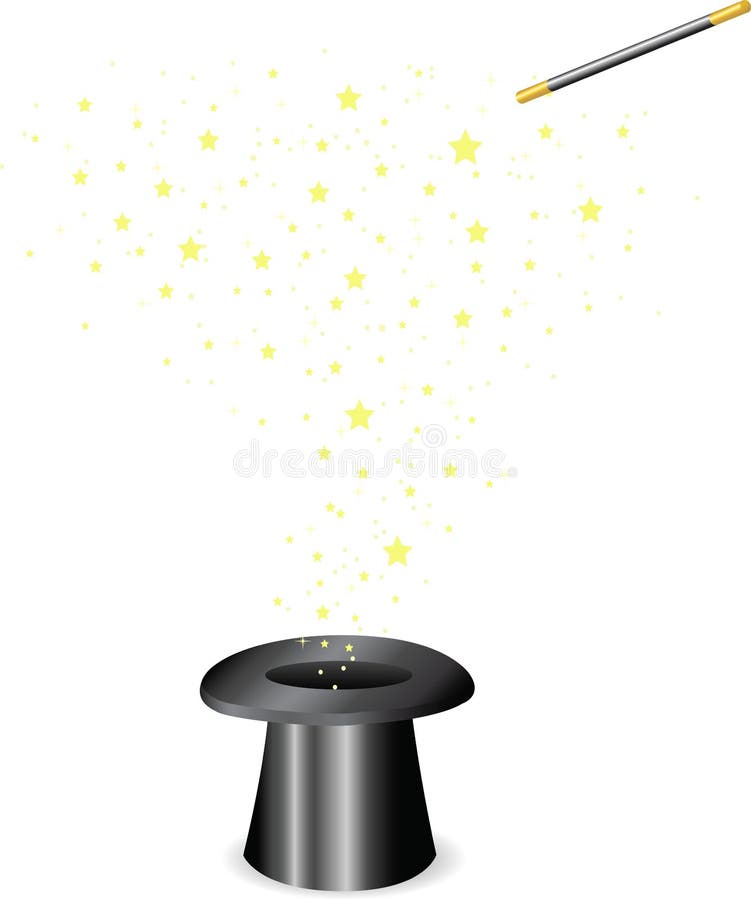 Magic wand and Hat stock vector. Illustration of fiction - 46435208