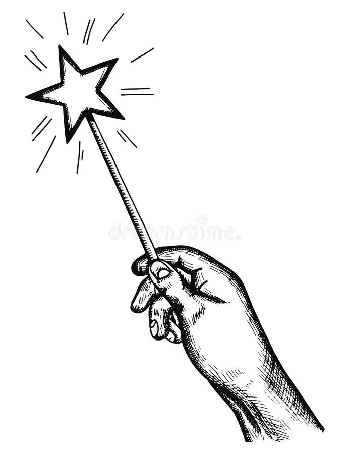 Wizard Hand Some Wand Drawing