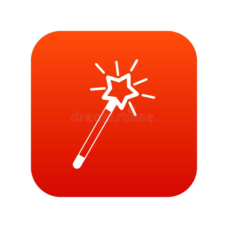 Magic Wand Icon Digital Red Stock Vector - Illustration of miracle ...