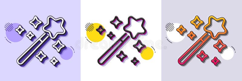 Magic Wand Line Icon. Magician Stick Sign. Halftone Dotted Pattern ...
