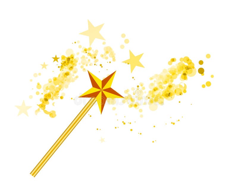 Magic Wand with Magic Stars on White Stock Vector - Illustration of ...