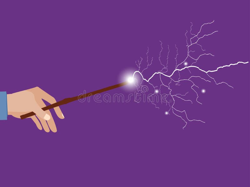 Magic Wand. Magic Stick in Hand. Magic Lightning Stock Vector ...