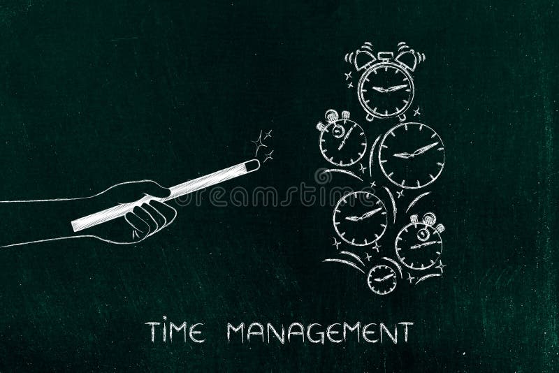 Magic Wand Moving Clocks and Alarms Stock Illustration - Illustration ...