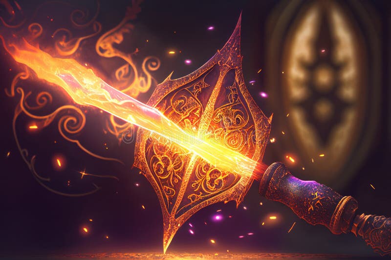 Magic Wand in Process of Casting Spell. Magic Trace on an Abstract Dark ...