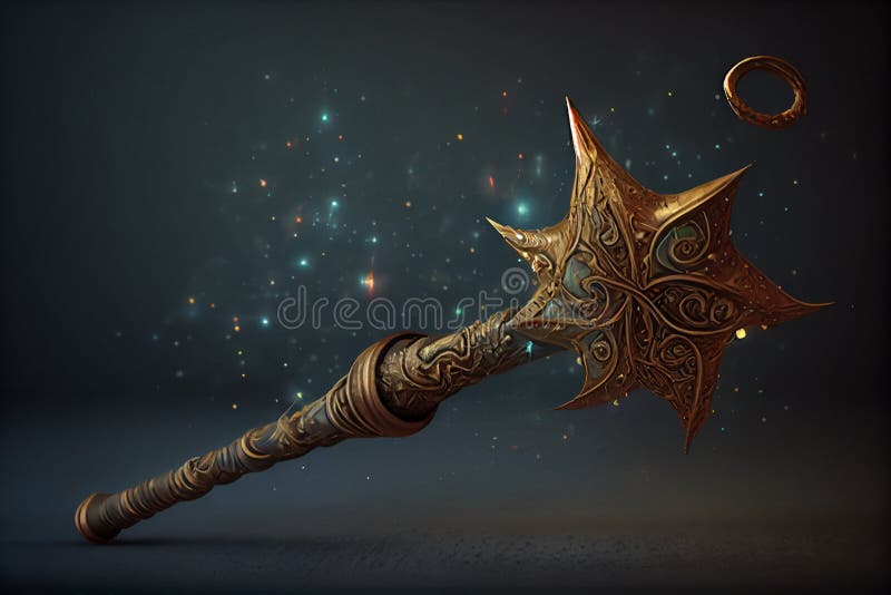 Magic Wand in Process of Casting Spell. Magic Trace on an Abstract Dark ...