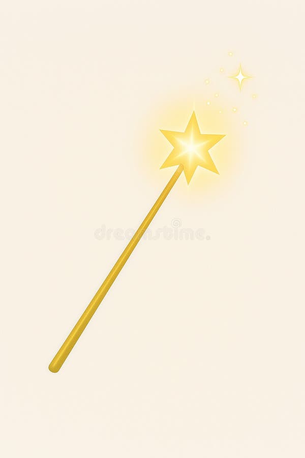 Magic Wand on Pure White Background Stock Illustration - Illustration ...