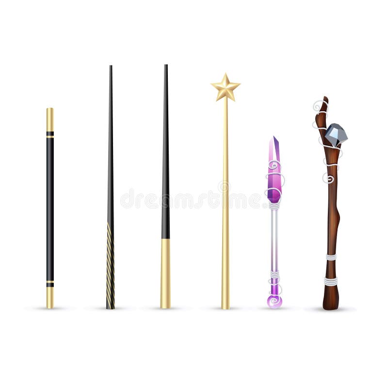 Magic Wand Realistic Set stock vector. Illustration of celebrate - 93417264
