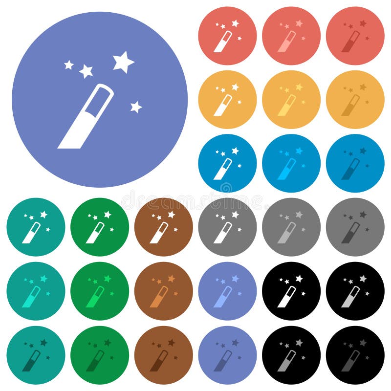 Magic Wand Round Flat Multi Colored Icons Stock Vector - Illustration ...