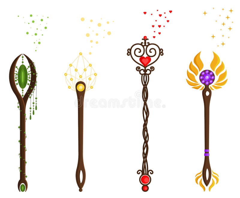 Magic wand set stock vector. Illustration of stick, sorcerer - 232996409