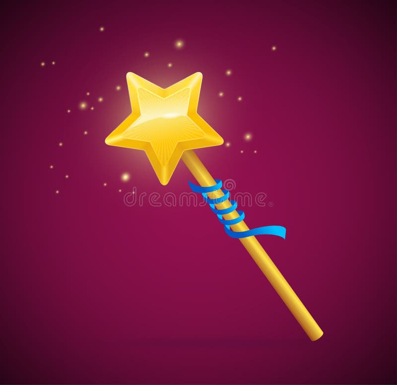 Magic Wand with Shining Star. Vector Stock Vector - Illustration of ...