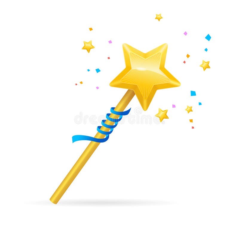Magic Wand with Shining Star. Vector Stock Vector - Illustration of ...