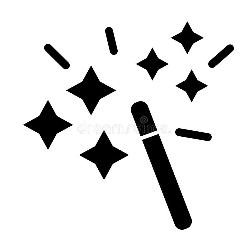 Magic Wand Solid Icon. Spell Vector Illustration Isolated on White ...