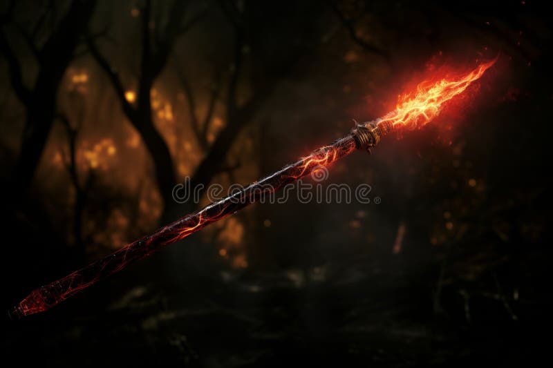 Magic Wand with Sparkle on Blue Background, Miracle Magical Stick ...