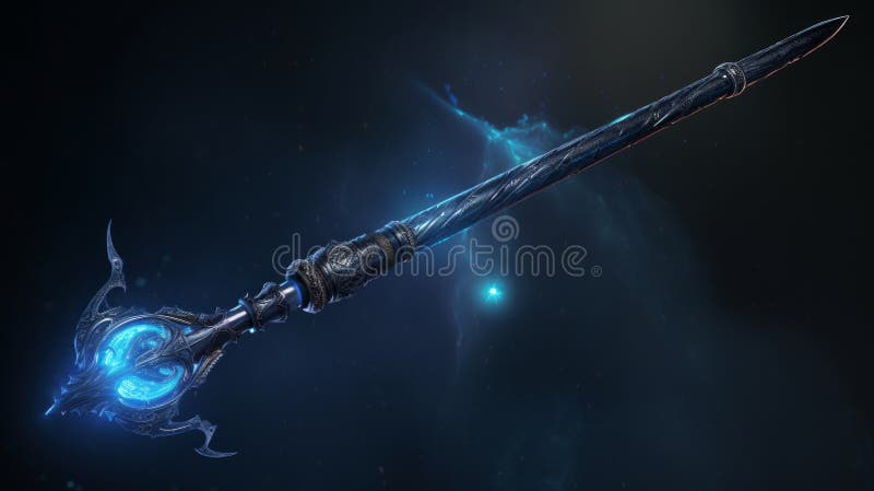 Magic Wand with Sparkle on Blue Background, Miracle Magical Stick ...