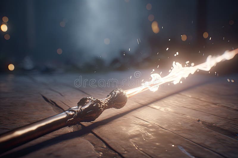 Magic Wand with Sparkle. Miracle Magical Stick Wizard Tool Stock ...