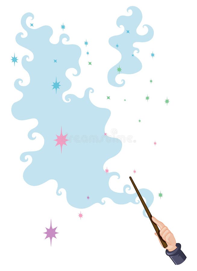 Old Wizard with Spell and Book Cartoon Style on Dark Cave Background ...