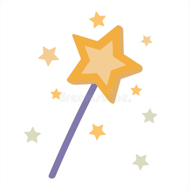 A Magic Wand with a Star at the End. Vector Flat Illustration Stock ...