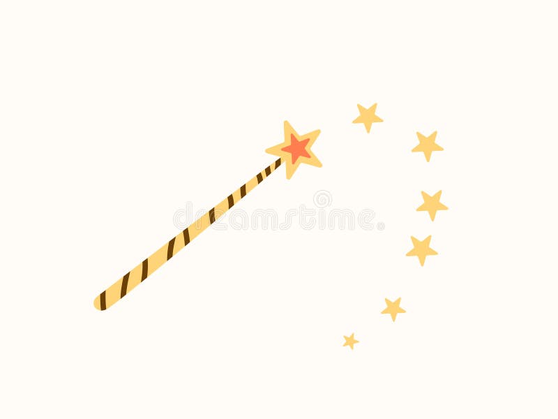 Magic Wand with a Magic Star Trace Vector Illustration. Magician Stick ...