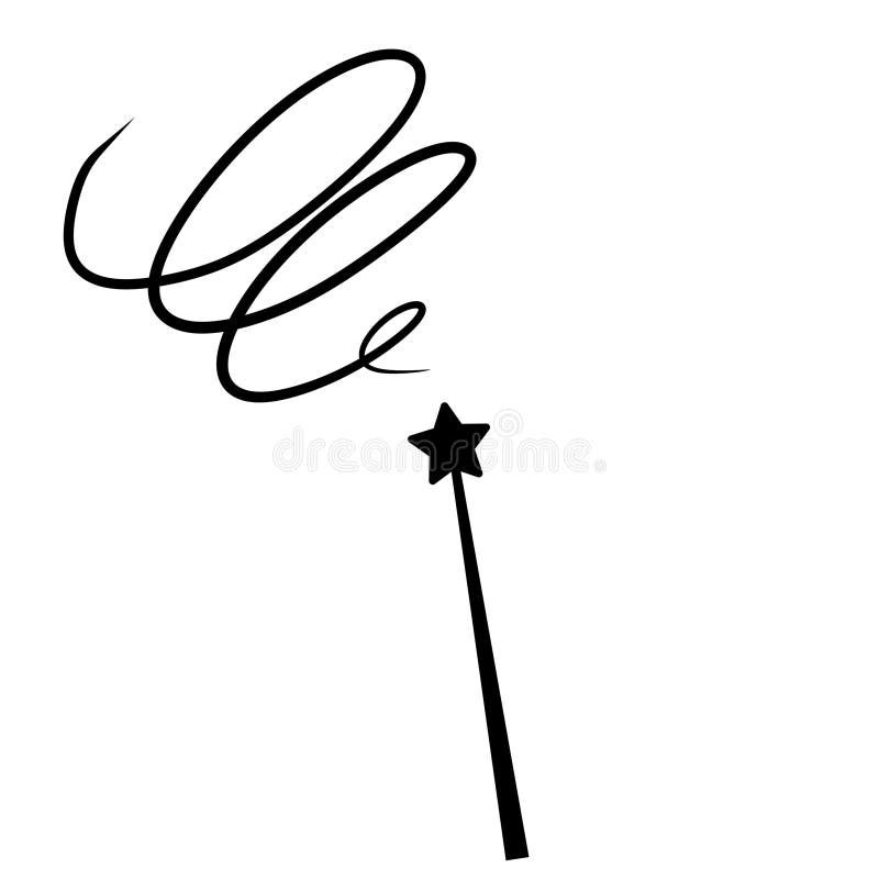 Magic Wand with Star. Wizard Tool Stock Vector - Illustration of icon ...