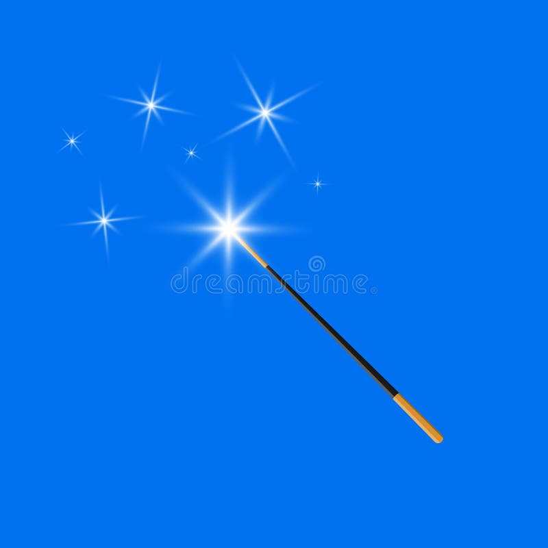 Magic wand and stars stock vector. Illustration of wonder - 5240337