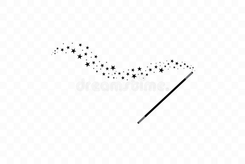 Magic Wand with a Stars. Trace of Black Dust. Magic Abstract Background ...