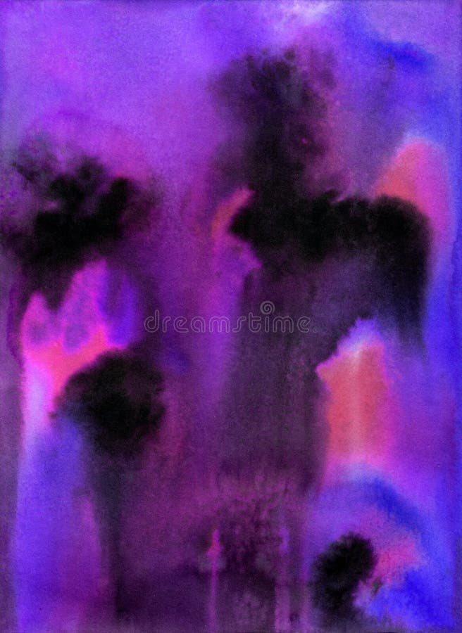 Magic Watercolor Background Hand Drawing. Drawing on Paper, Scanned ...