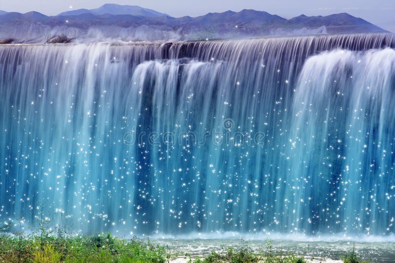 Magic waterfall landscape stock image. Image of glittering - 47842155