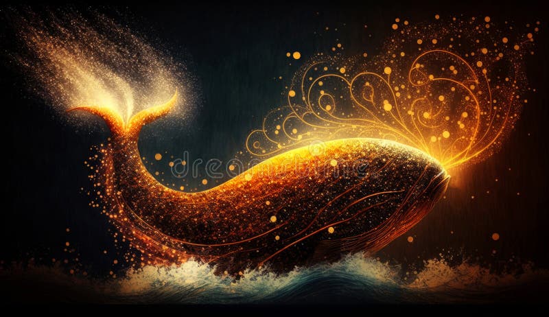Magic Whale in Sea, Generative Ai. Stock Illustration - Illustration of ...