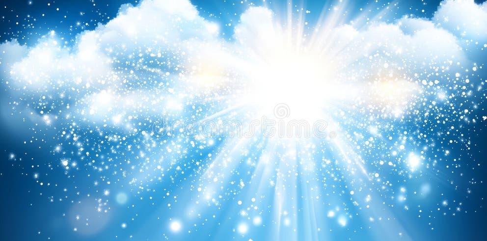 Magic White Snowfall Texture on a Winter Snow Background with a Blue ...