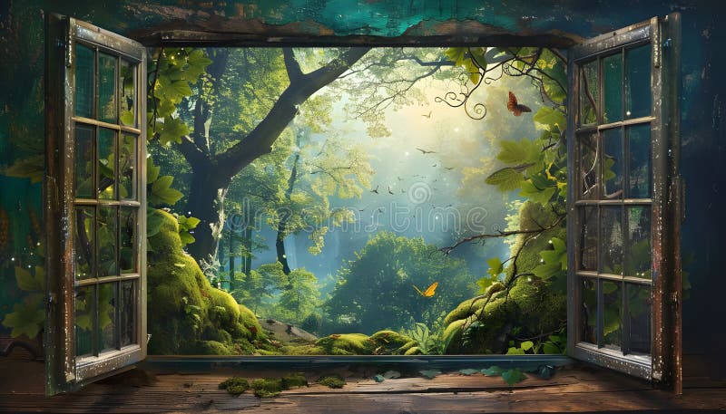Magic window in forest stock illustration. Illustration of forestn ...