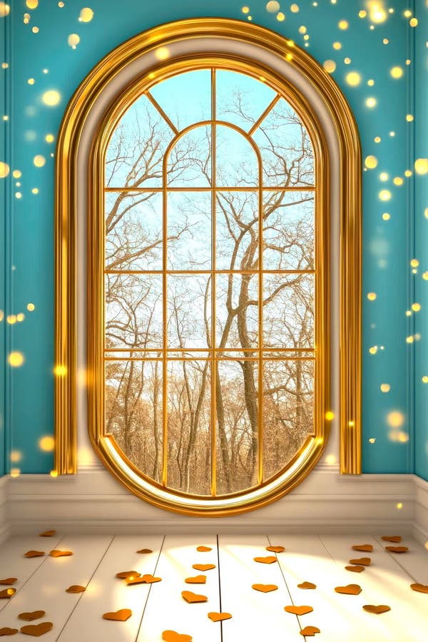 Magic Window Vintage Golden Frame Glowing Bokeh Lights Stock Photos ...