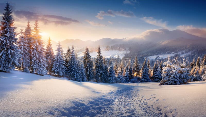 Magic Winter Landscape at Christmas Time - Panorama, Banner, Background ...