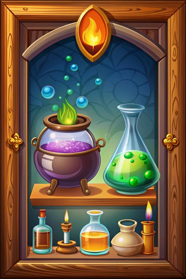 Magic Witch Cauldron with Boiling Potion Stock Illustration ...