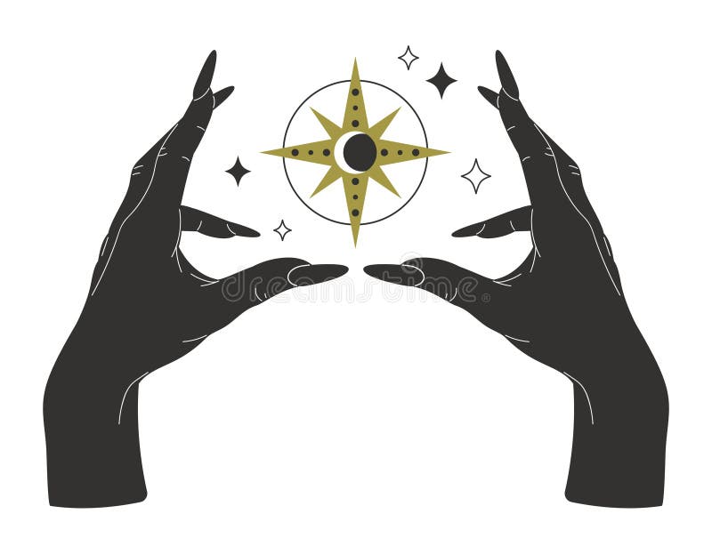 Magic Witch Hands. Mystical Esoteric Hand Palms with Star and Moon ...