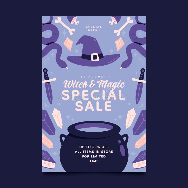 Magic and Witchcraft Cartoon Poster Stock Illustration - Illustration ...